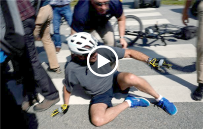 VIDEO: President Joe Biden falls off bike during ride near home
