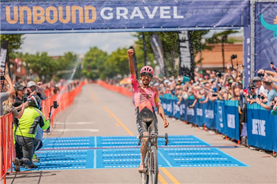 Rosa Klöser and Lachlan Morton victorious at 2024 Unbound Gravel